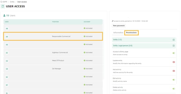 Edit user permissions